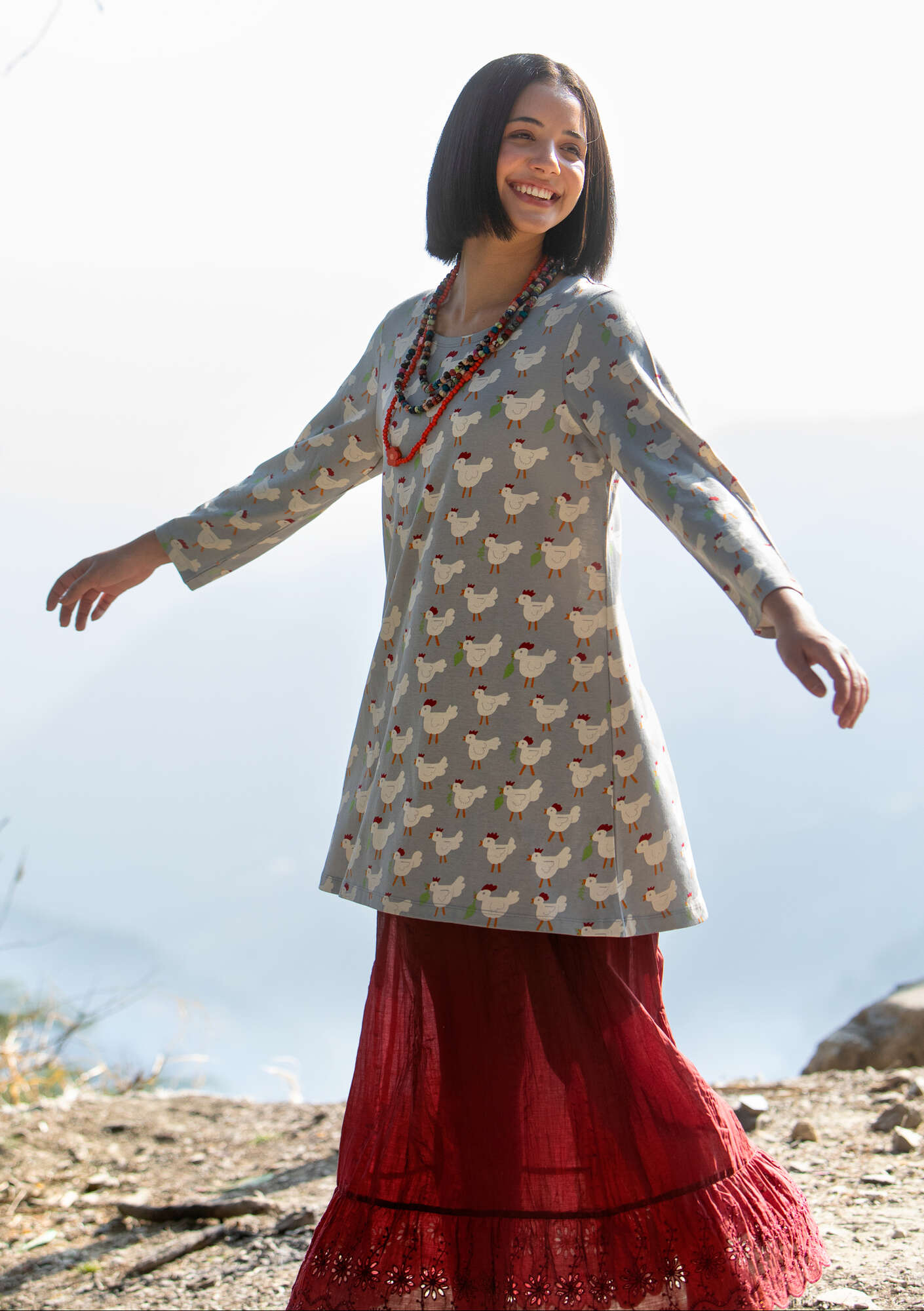 Agda patterned tunic in organic cotton/modal
