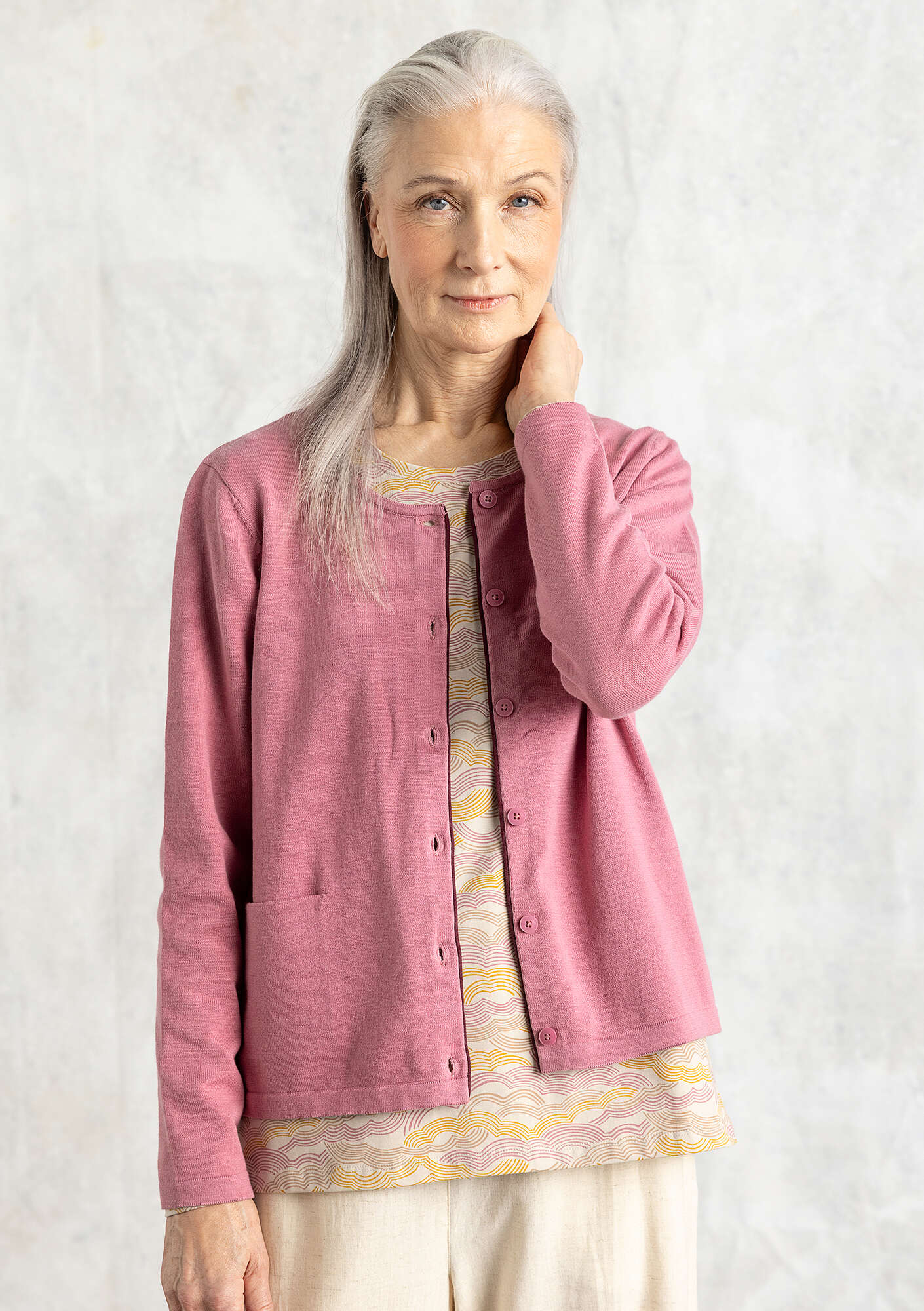 Strickjacke aus Bio-/Recycling-Baumwolle