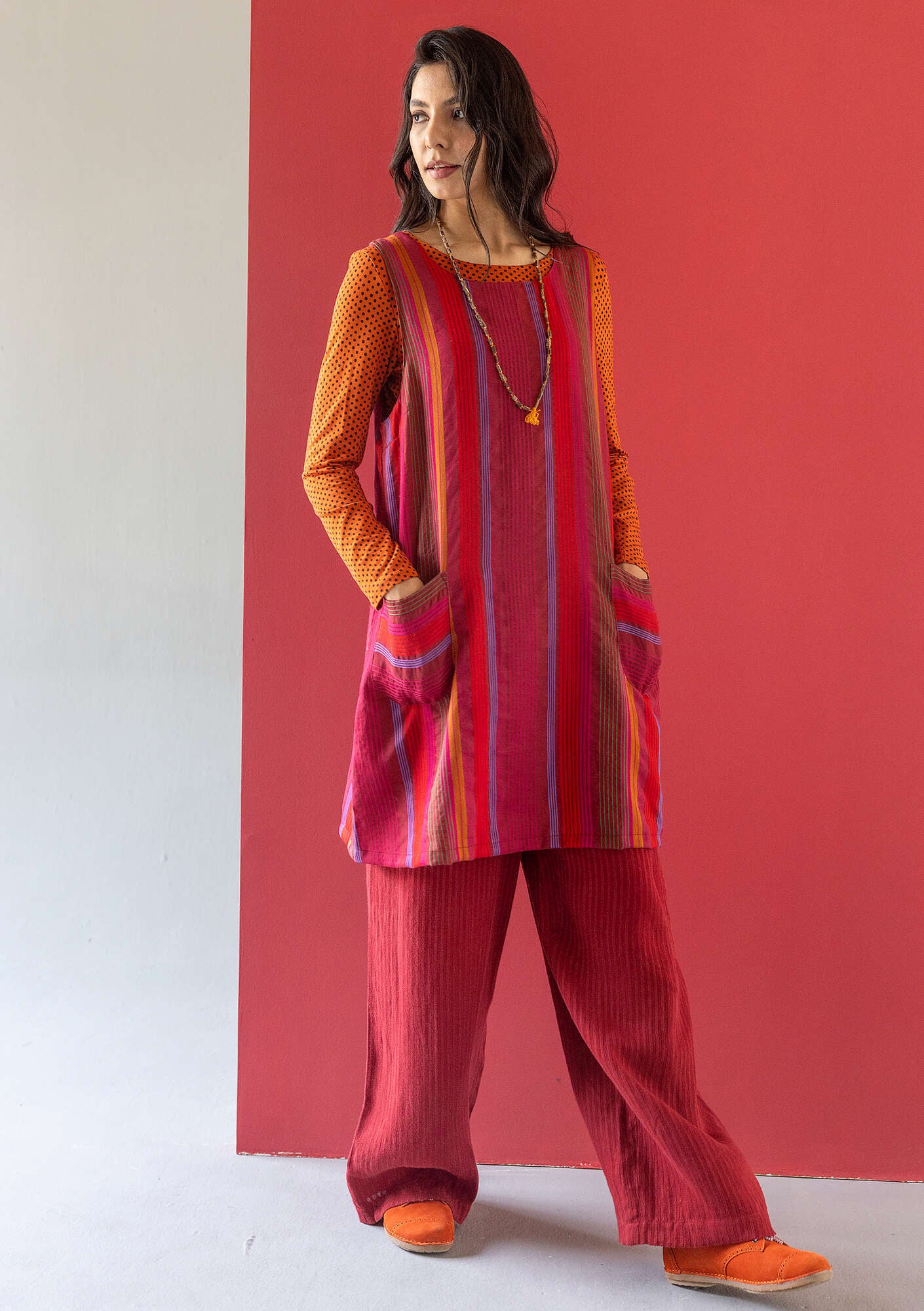 Ketchi woven wool/cotton sleeveless dress