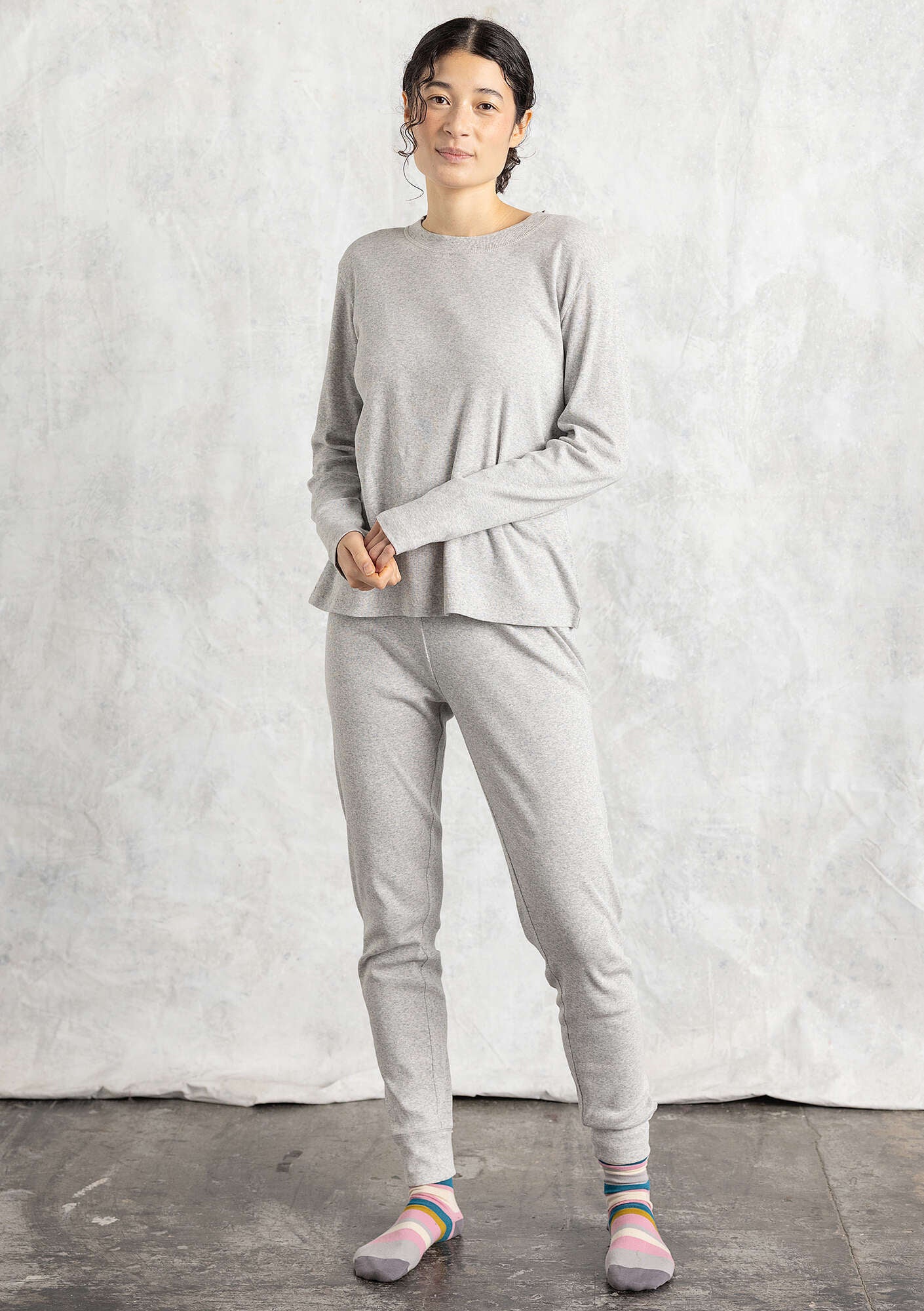 Jersey leggings in organic ribbed cotton