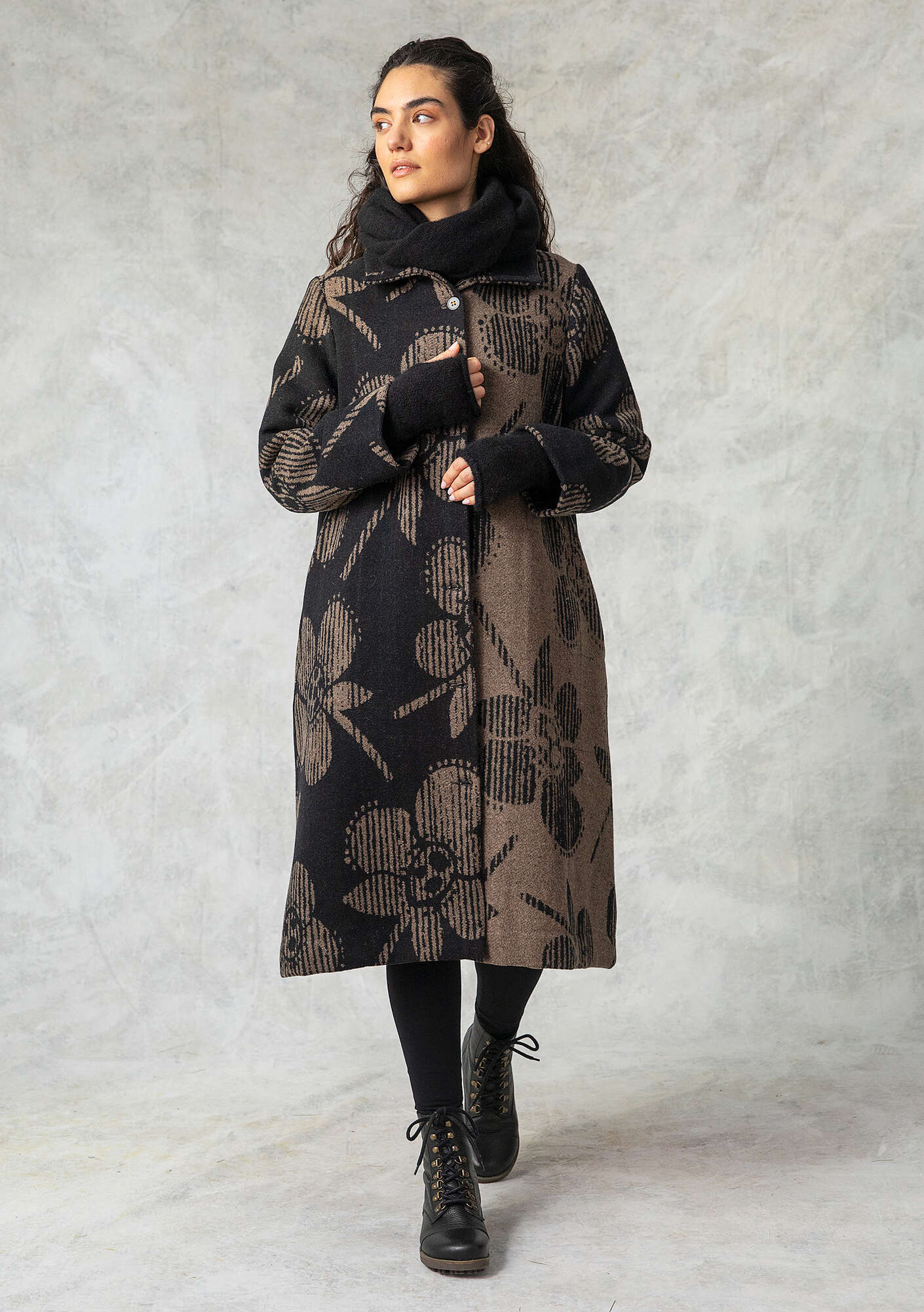 Geweven jas Marabel van wol/polyester
